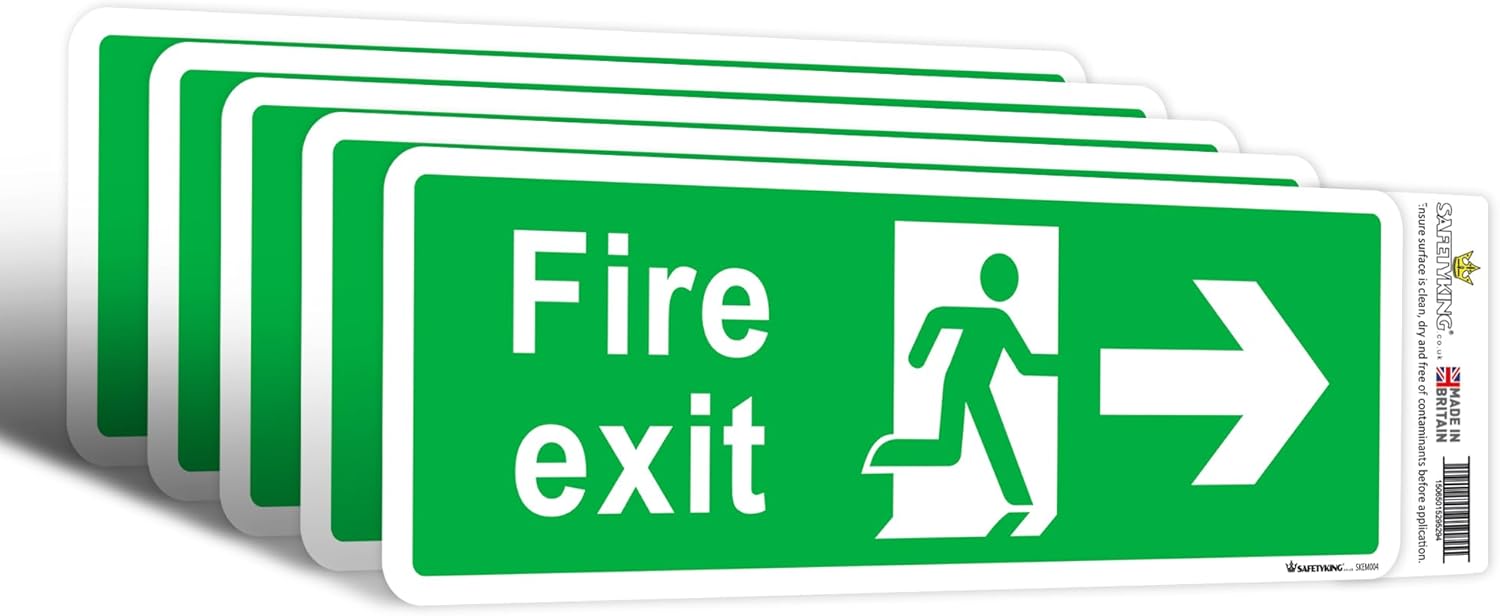 SAFETYKING® 5 Piece Fire Exit Sticker Running Man Right Sticker | 30 c