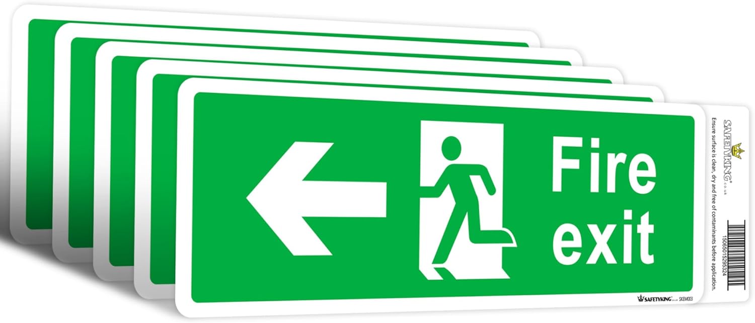 SAFETYKING® 5 Piece Fire Exit Sticker Running Man Left Sticker | 30 cm