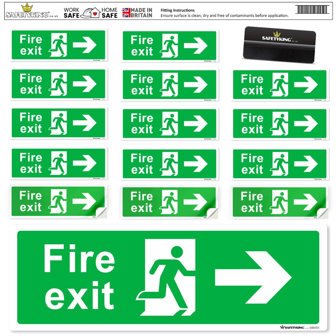 SAFETYKING® 16 Piece Fire Exit Signs | Running Man RightFire Exit Sign